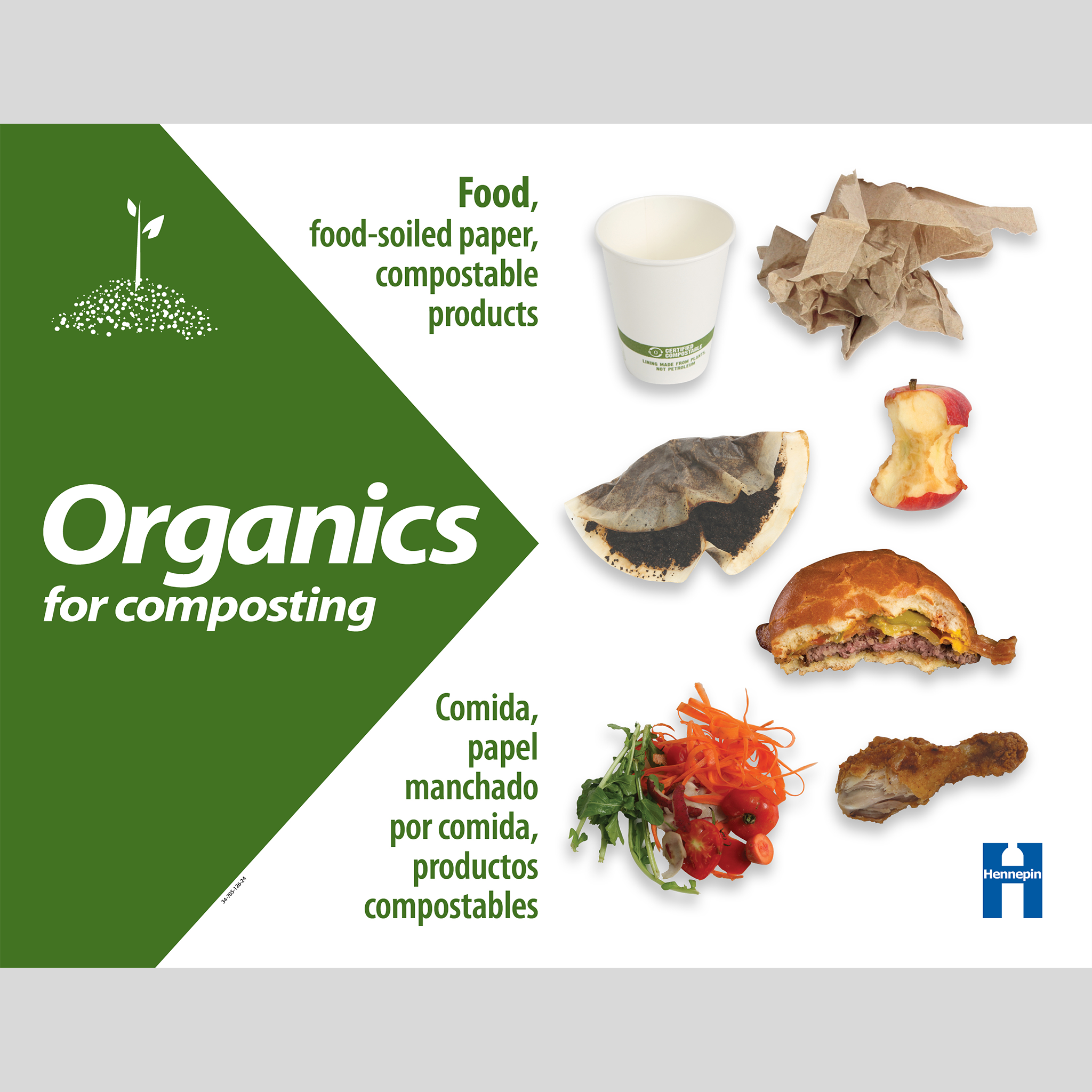 Organics recycling barrel and cart label – Environmental materials