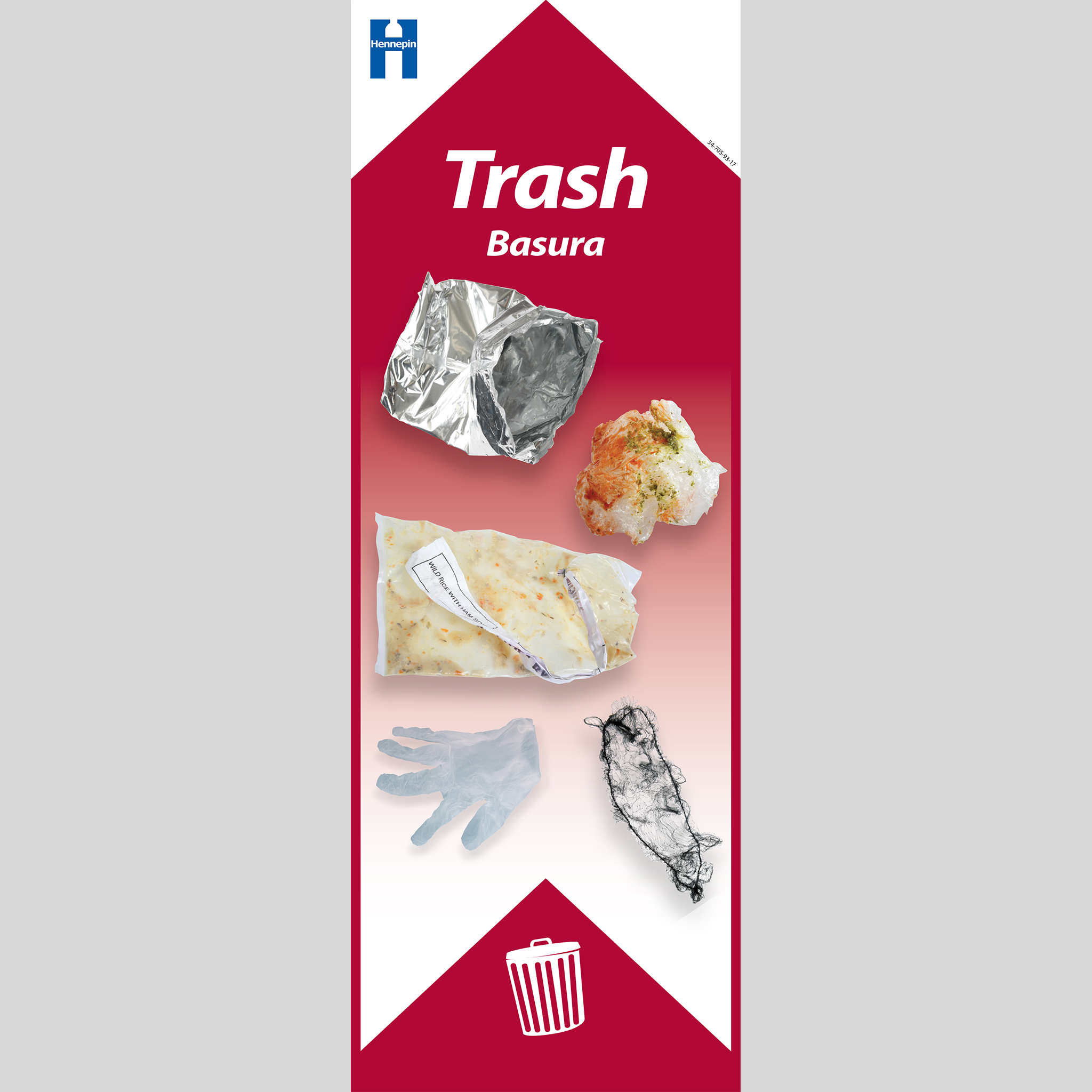 Commercial kitchen trash label (red) – Environmental materials
