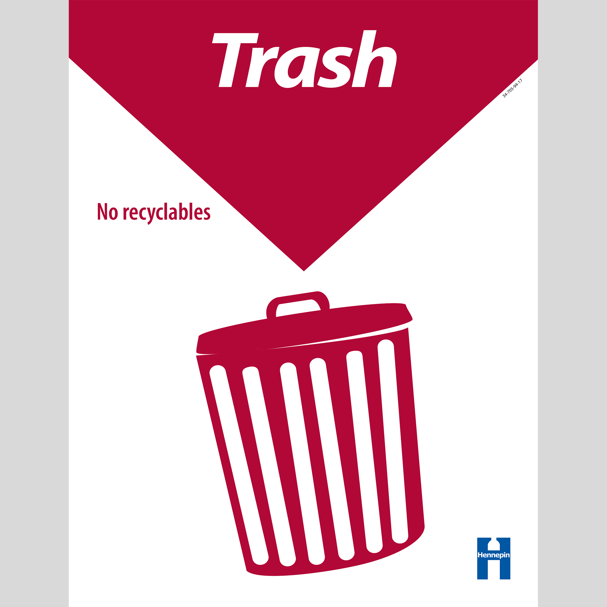 Trash poster, no recyclables (red) – Environmental materials